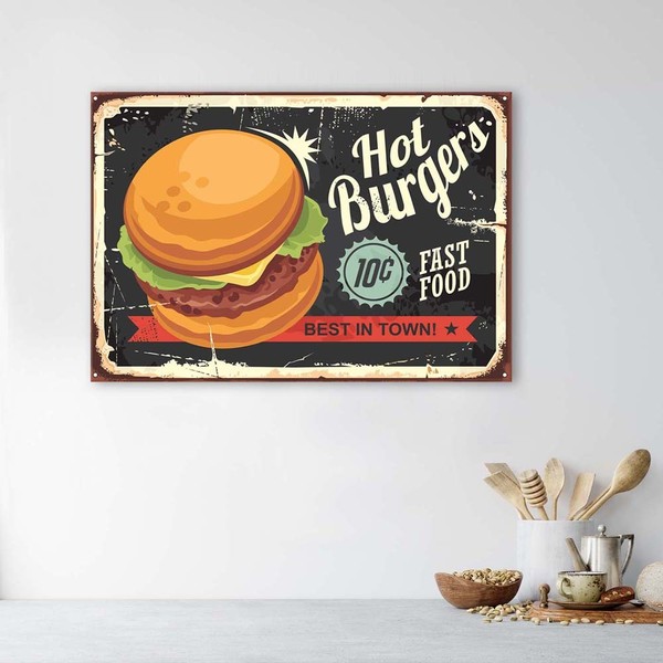 Canvas prints for the kitchen - Retro burger signboard | ARC PRINT