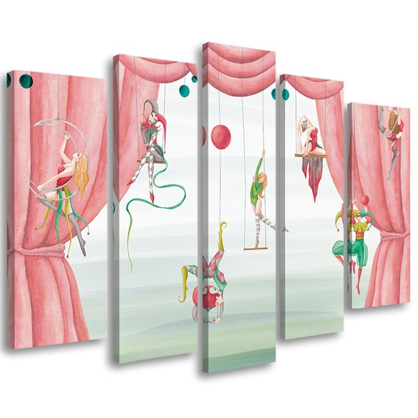 Canvas print for children's room 5 parts - Acrobats circus | ARC PRINT