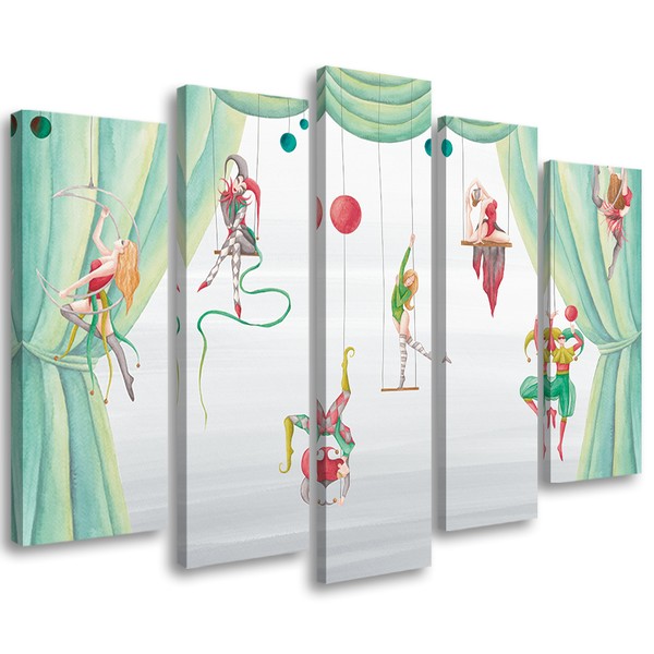 Canvas print for children's room 5 parts - Acrobats circus | ARC PRINT