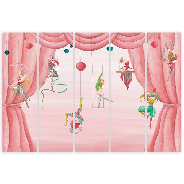Canvas print for children's room 5 parts - Acrobats circus | ARC PRINT