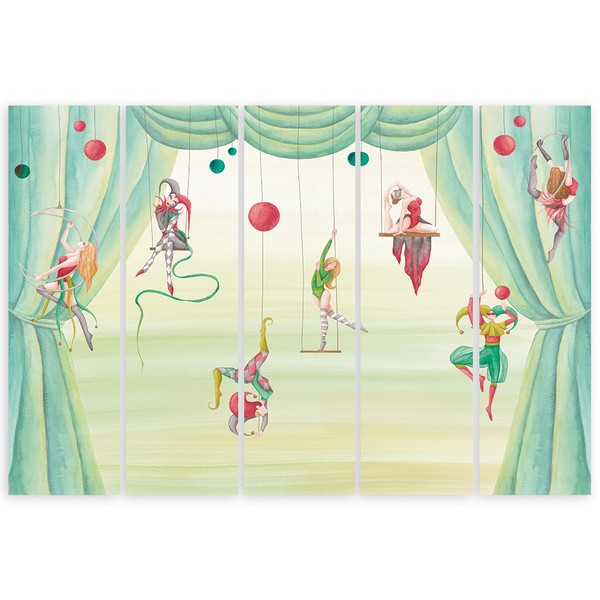 Canvas print for children's room 5 parts - Acrobats circus | ARC PRINT
