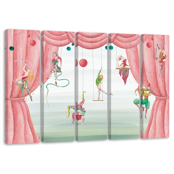 Canvas print for children's room 5 parts - Acrobats circus | ARC PRINT